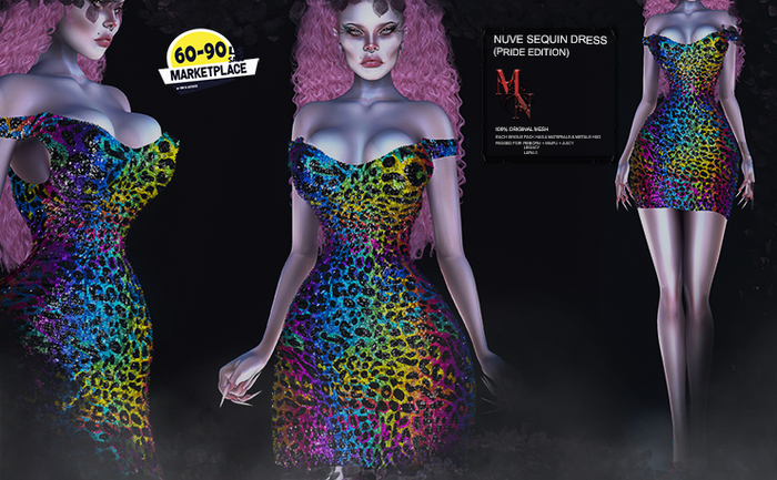 Second Life Marketplace - Nuve Sequin Dress (Pride) LIMITED EDITION by Madame Noir